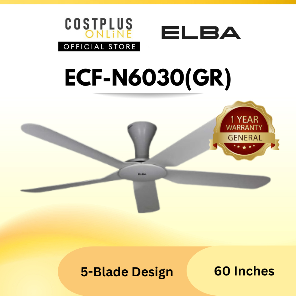 ELBA DC ECF-N6030(GR) Ceiling Fan 60" | Shopee Malaysia
