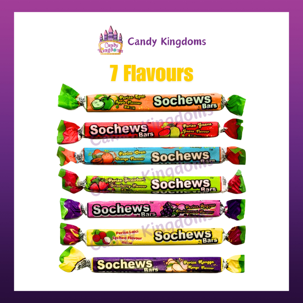 Sochews Long Bars Chewy Candy 14 sticks /Jar, Chewy Candy, Candy (HALAL ...
