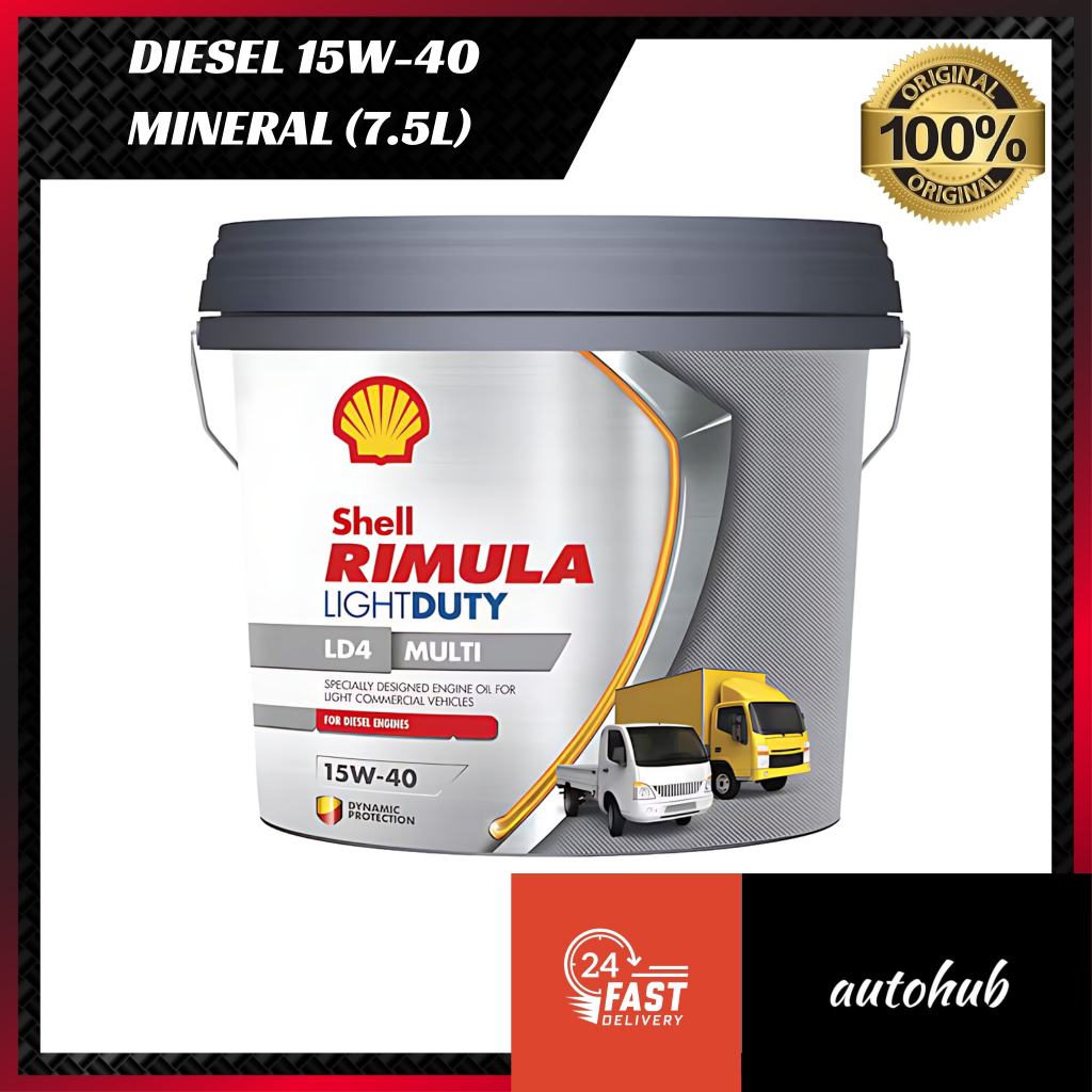 (ORIGINAL) SHELL RIMULA 15W40 LD4 Mineral Diesel Engine Oil (7.5L ...