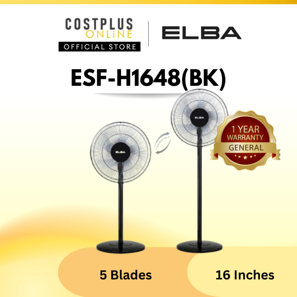 ELBA ESF-H1648(BK) 16" - 2-in-1 Convertible Stand Fan | Shopee Malaysia