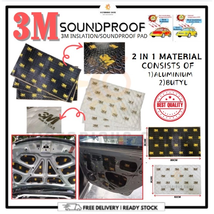 NEW 3M WHITE COTTON CAR SOUND PROOF MAT 80CM x 50CM SOUNDPROOF SPONGE ...