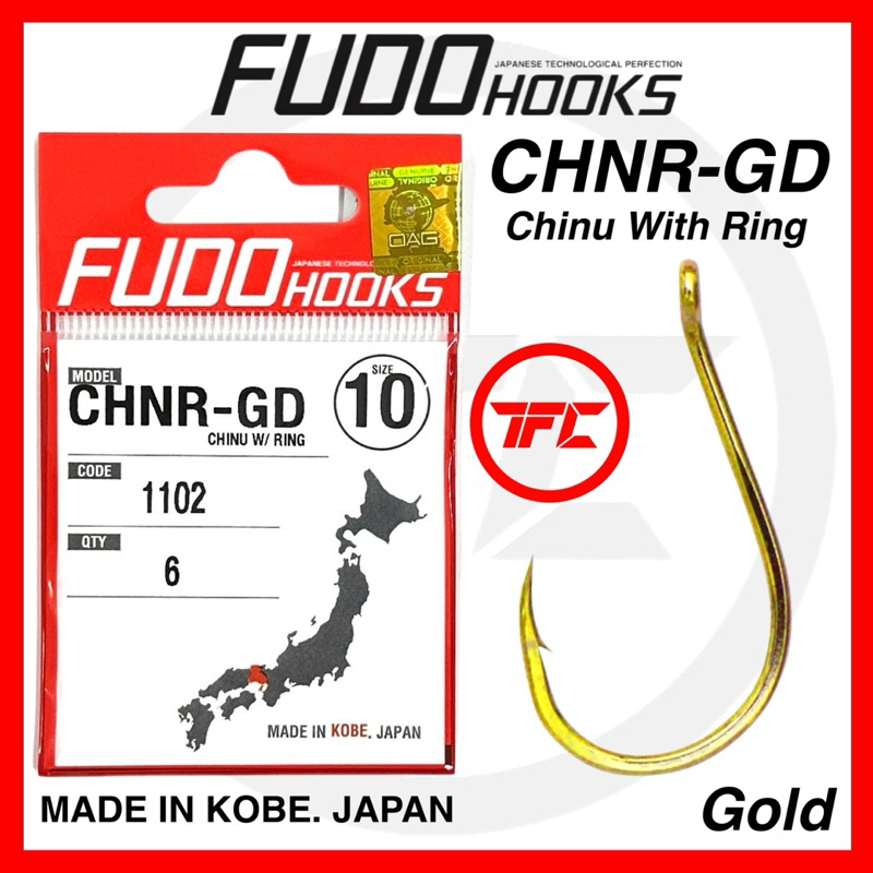 FUDO Hooks Chinu Ring Fishing Hook Gold Red Nickel Made in Japan 🇯🇵 ...