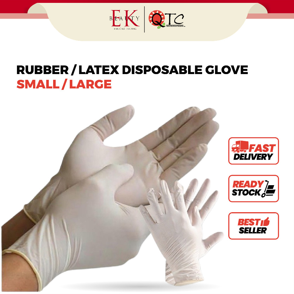 QTC Rubber Latex Disposable Hand Glove 一次性手套 (1 Pc) | Shopee Malaysia
