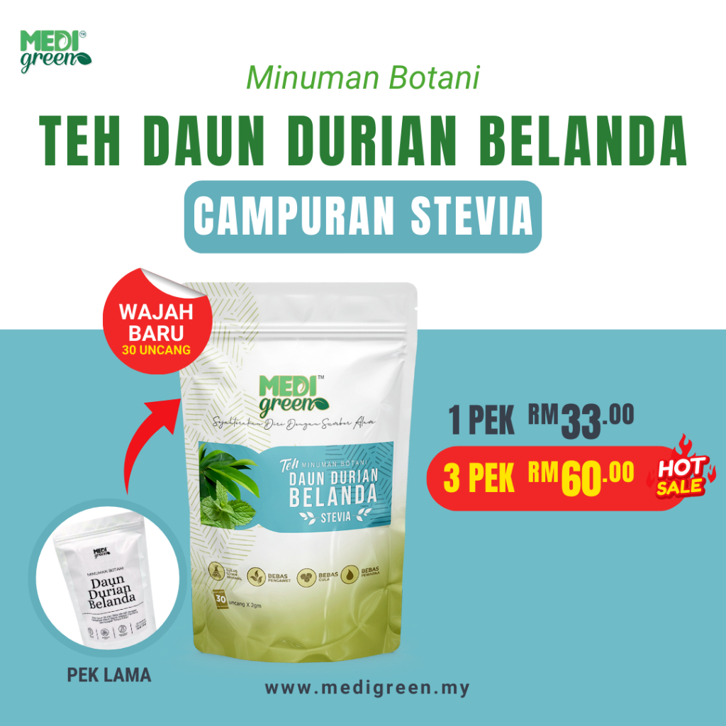 Teh Daun Durian Belanda Stevia | 30 uncang | MEDIgreen™ | Shopee Malaysia