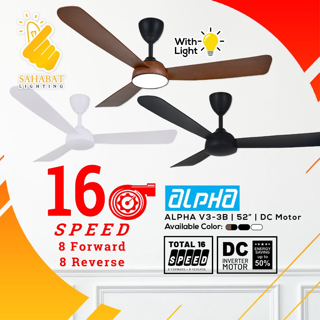 [SIRIM] Alpha Vannus V3 3B 52Inches Ceiling Fan With Remote Control DC ...