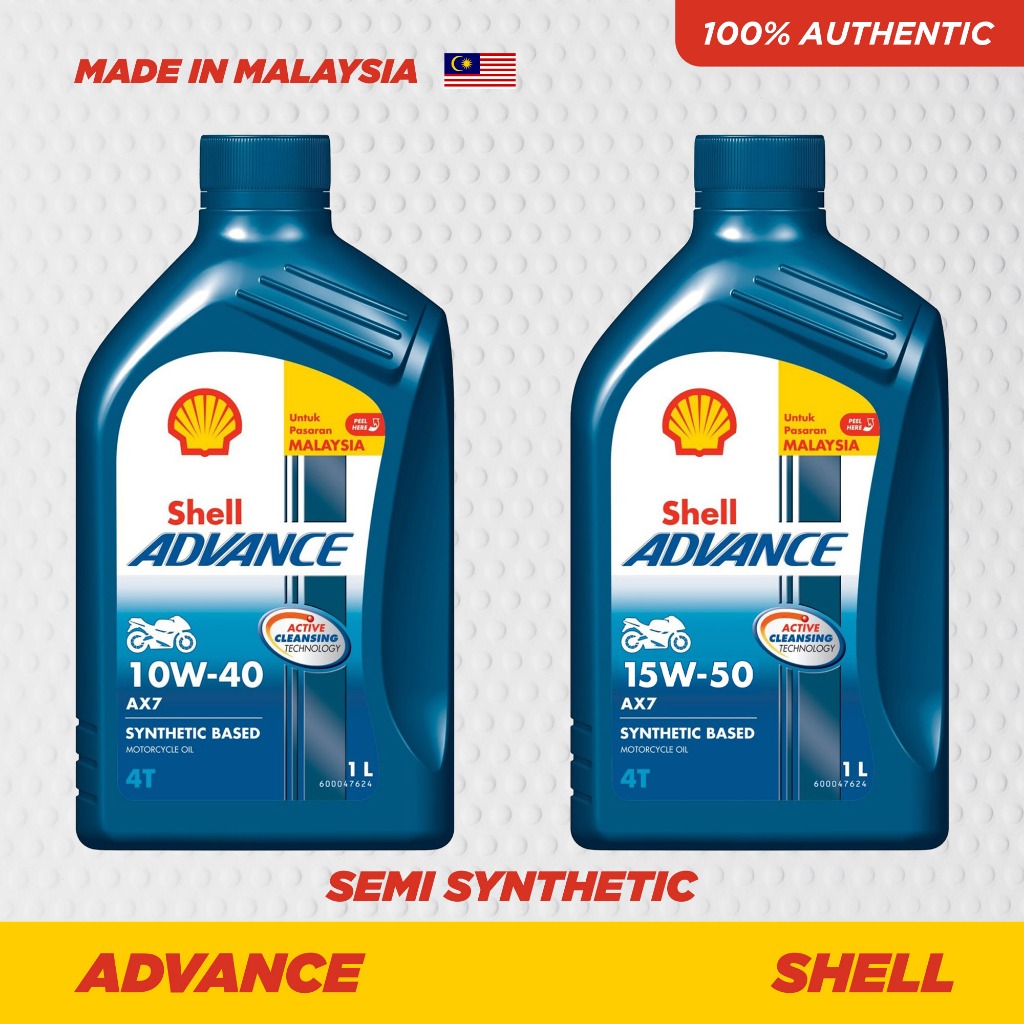 SHELL ADVANCE AX7 4T 10W40 15W50 Semi Synthetic Engine Oil (1L ...
