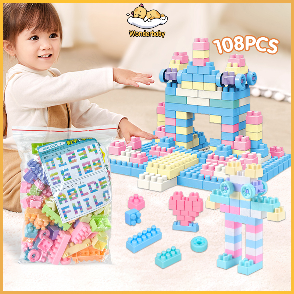 Wonderbaby 108Pcs building block toys for kids Plastic building brick ...