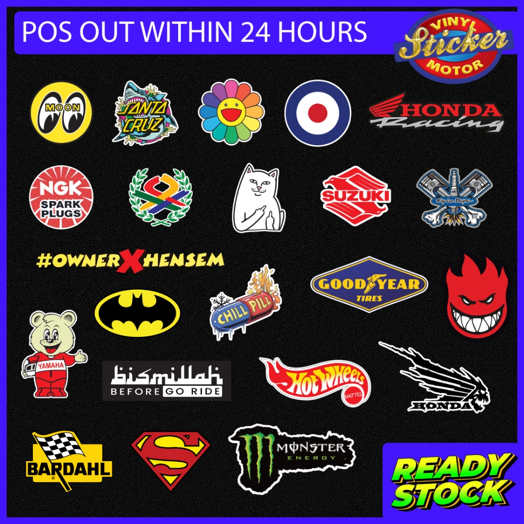 STICKER MOTOR YAMAHA HONDA RACING SANTA CRUZ BENETTON VP RACING NINJA ...