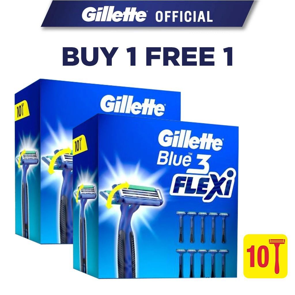 [Buy 1 Free 1 ] Gillette Blue 3 FLEXi Disposable Razors (10pcs ...