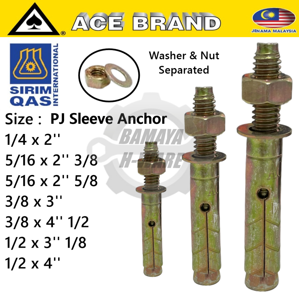 ACE Metal Wall Plug. PJ Sleeve Anchor Metal Wallplug. Wallplug Besi 8mm ...