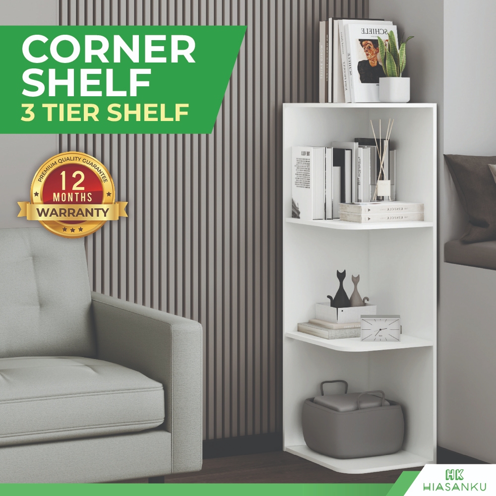 HK Rak Sudut 3 Tingkat/Corner Shelf 3 Tier Bookshelf Decorative Shelf ...