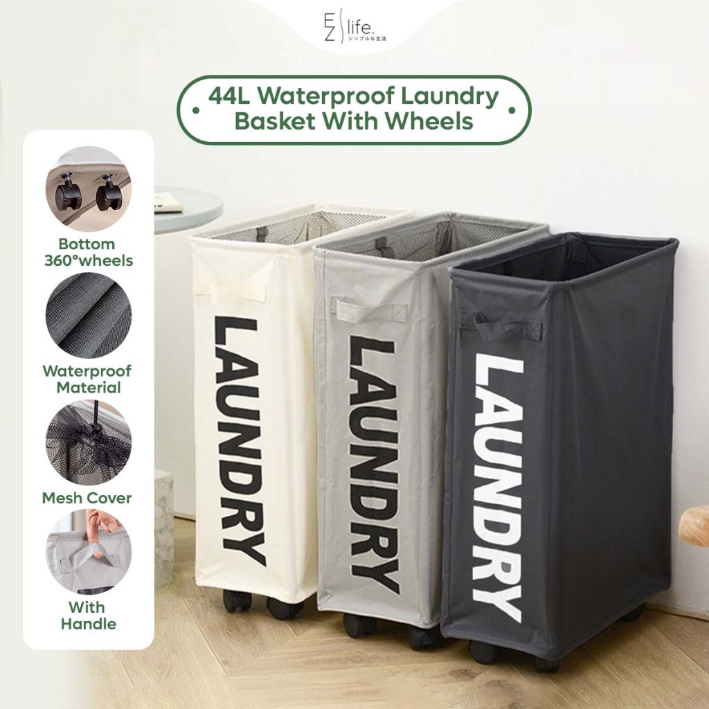 Bakul Dobi EzLife New 45L Laundry Basket With Wheels Waterproof ...