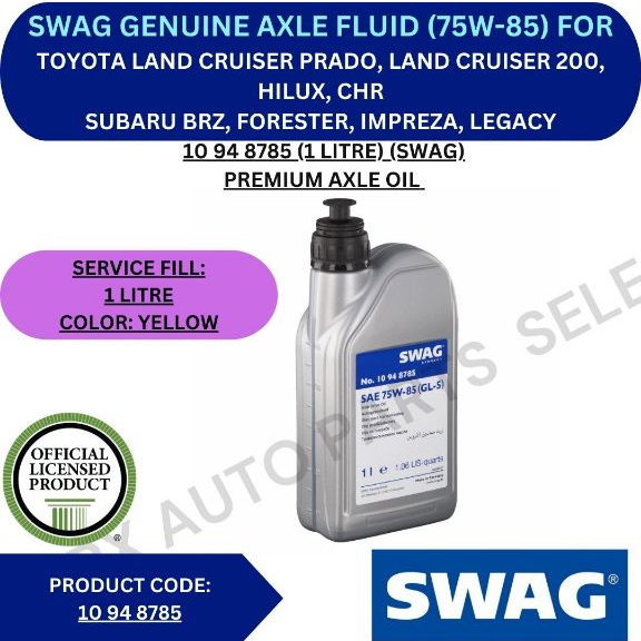 SWAG GENUINE AXLE GEAR OIL (1L) FOR TOYOTA LAND CRUISER PRADO, 200 ...