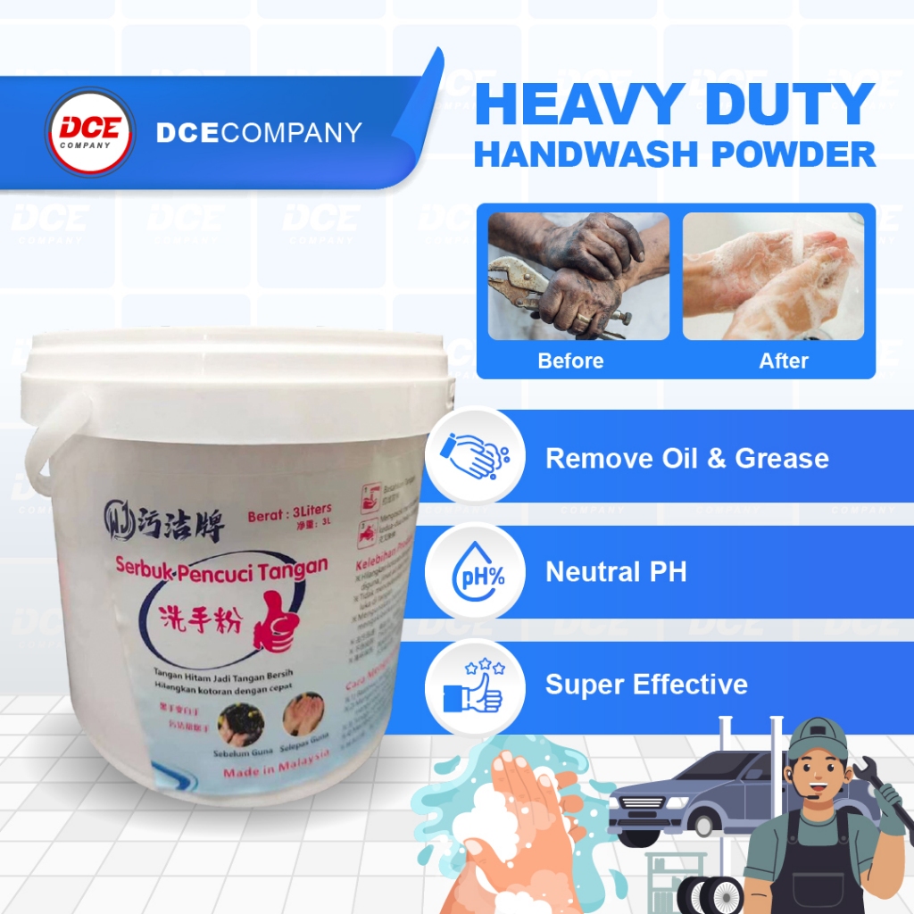 HEAVY DUTY HANDWASH POWDER 3L 1KG LEMON SENT SABUN CUCI TANGAN MINYAK ...