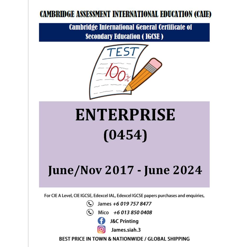 Cambridge Igcse Past Year Papers Enterprise 0454 (PAPER 1) | Shopee ...