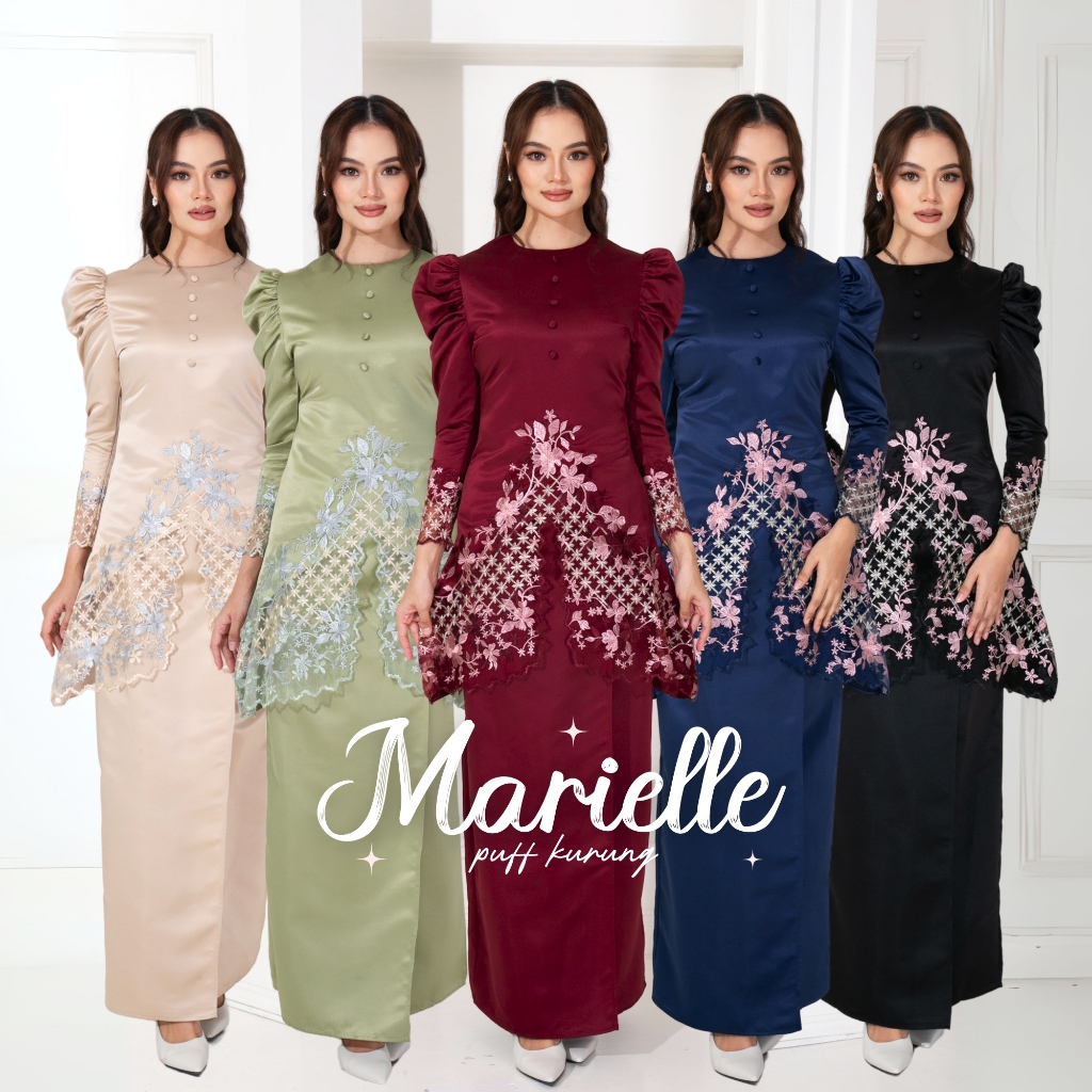 [NEESTYLE] MARIELLE • Baju Raya 2024 Baju Kurung Moden Puff Satin ...