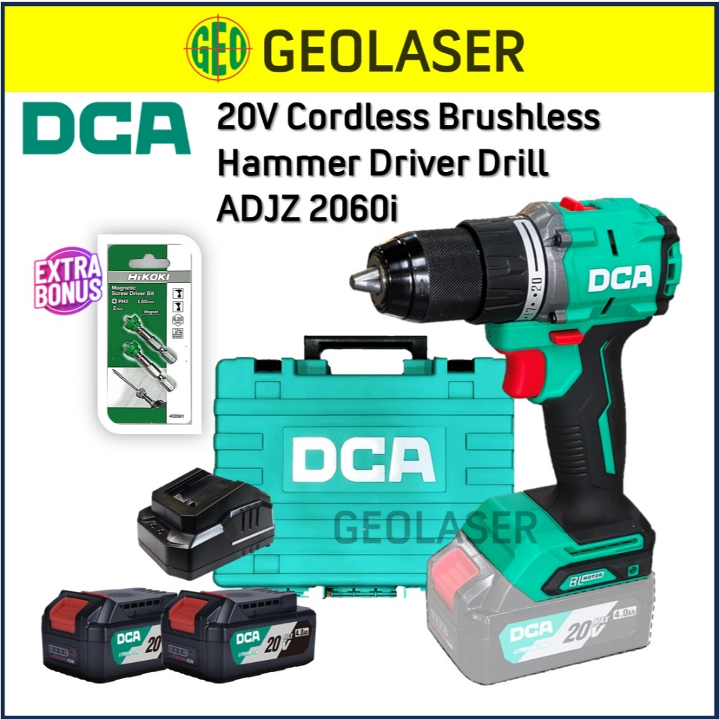 DCA 20V Brushless Cordless 60Nm Powerful Hammer Drill Driver with 13mm ...