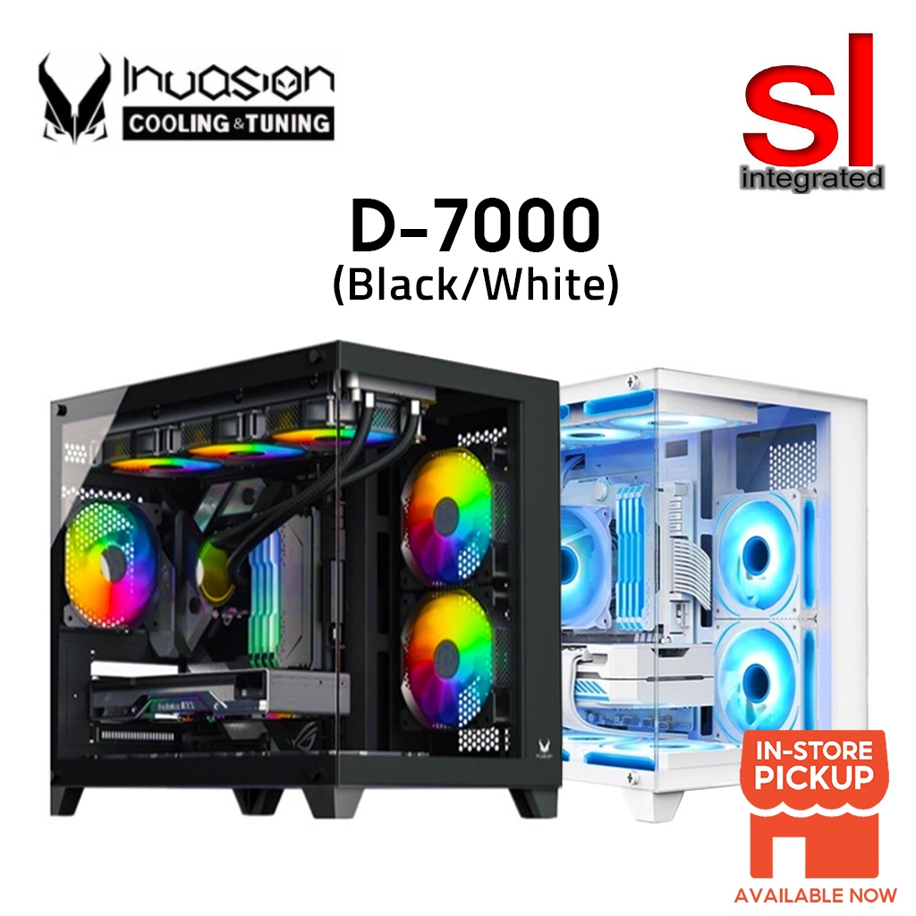 Invasion D-7000 Tempered Glass M-ATX Gaming Case - Black/White With ...