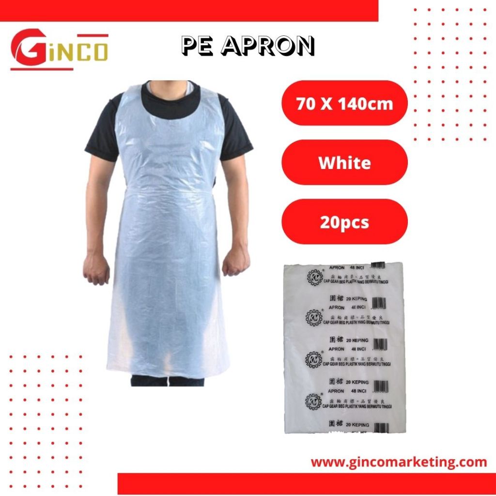 GINCO HDPE Disposable Apron Plastic Water Proof Apron Kitchen Plastik ...