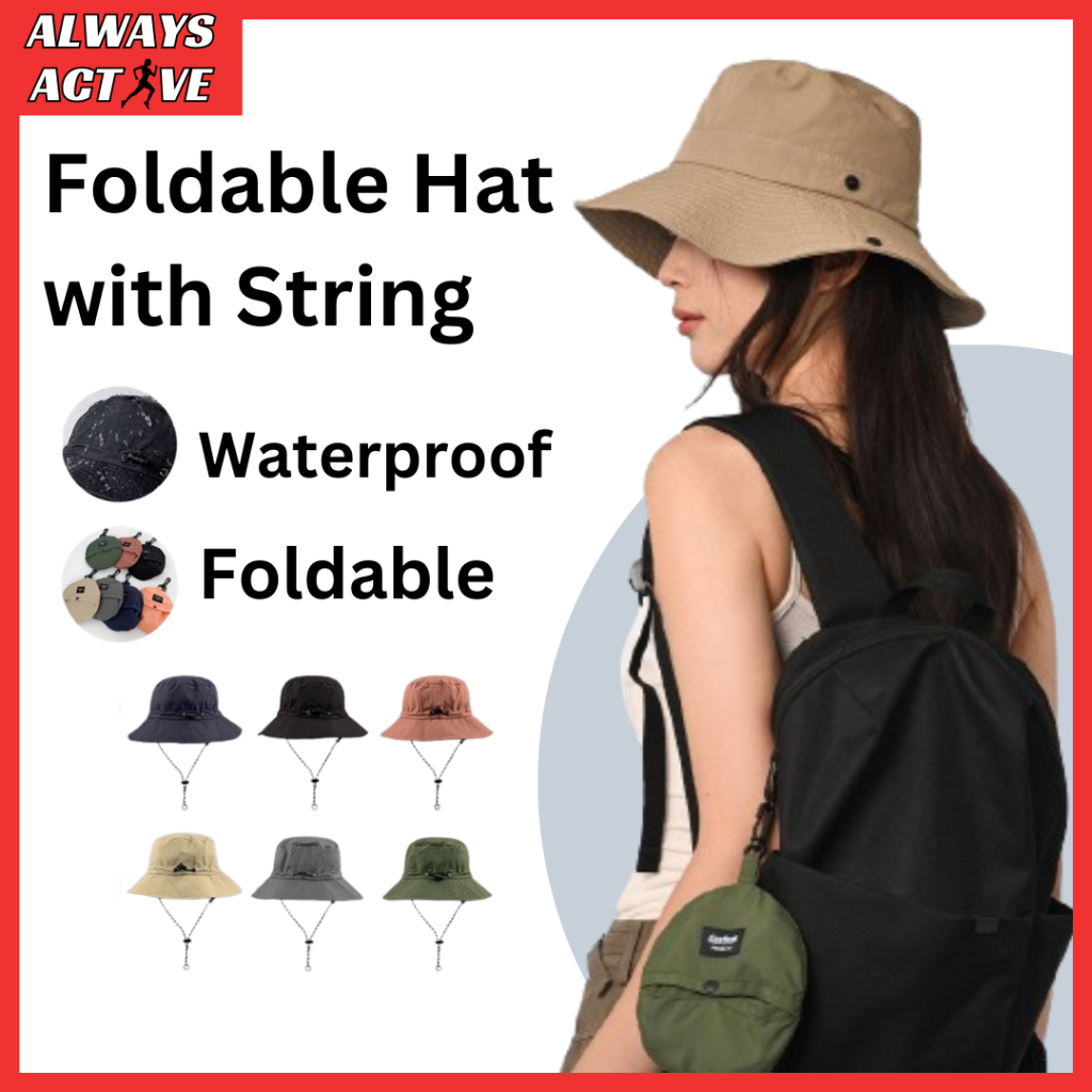 Foldable Hat with String Topi Camping Bucket Hat Fisherman Hat Topi ...