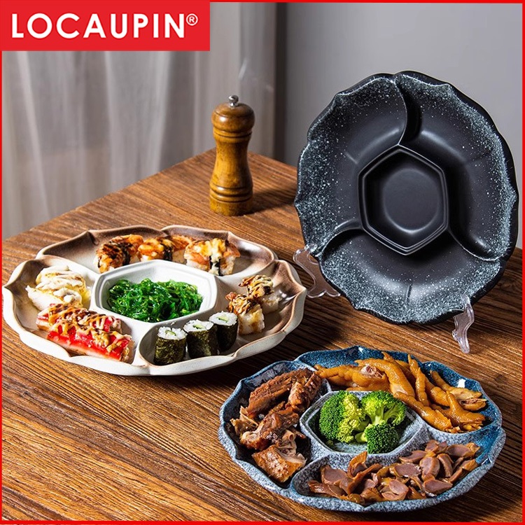 Locaupin Appetizer Platter Chip & Dip Serving Plate Porcelain Divided ...