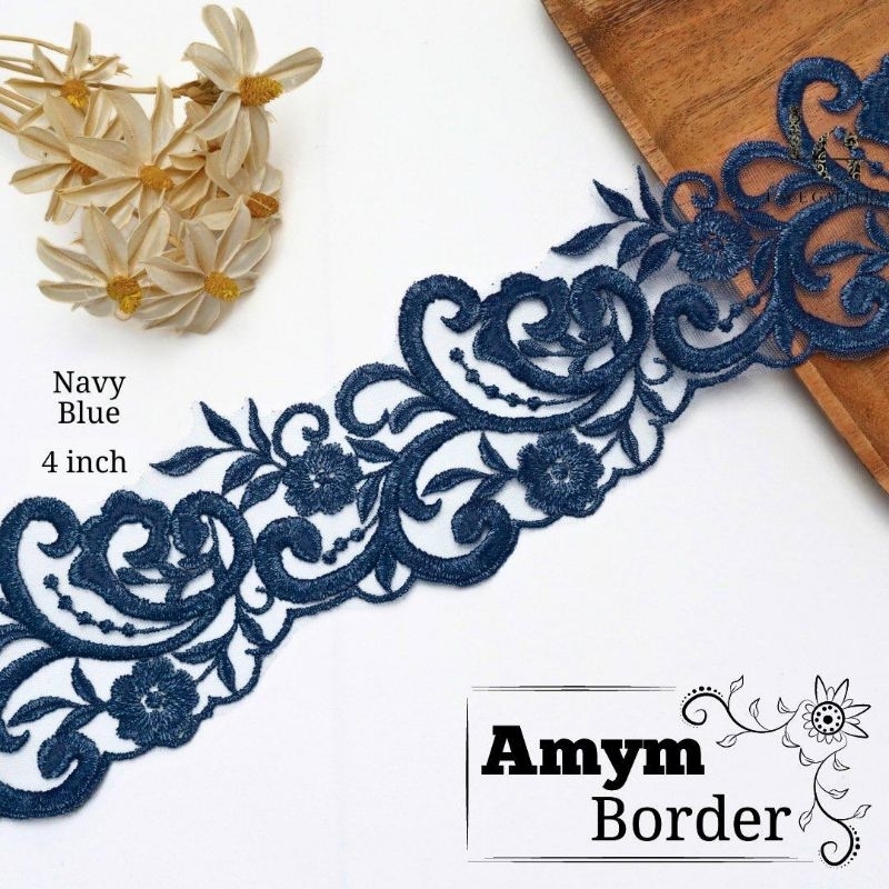 0.5m x 4 Inci Amym Border Lace by Lace Gallery | Shopee Malaysia