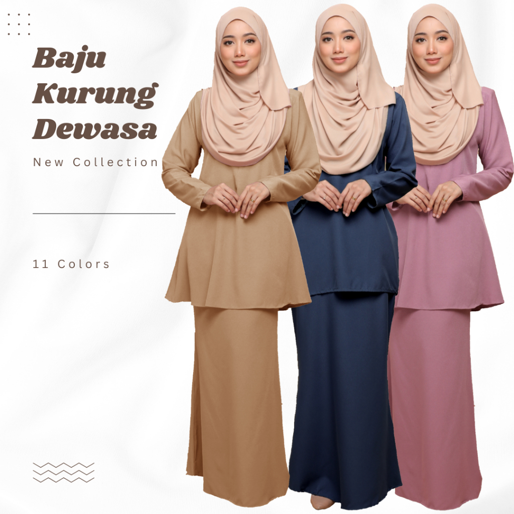 BAJU KURUNG MODERN PLAIN MUSLIMAH FASHION HUB SIZE (S -3XL) SOFT COMO ...