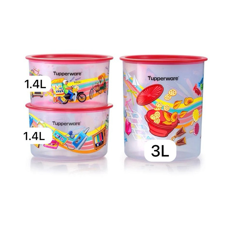 TUPPERWARE - THROWBACK ONE TOUCH MEDIUM SET BALANG KONTENA RAYA ...