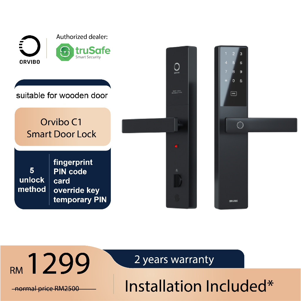 Orvibo C1 Smart Door Lock for Wooden Door, price include installations ...