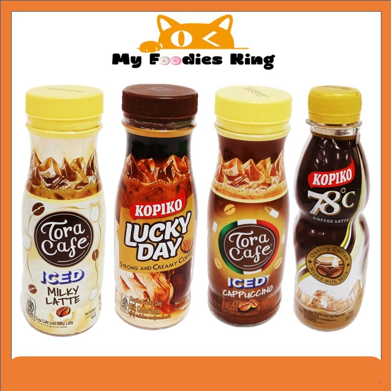 180ml Kopiko Coffee Lucky Day Tora Cafe Ice Milky / Cuppuccino 240ml 78 ...