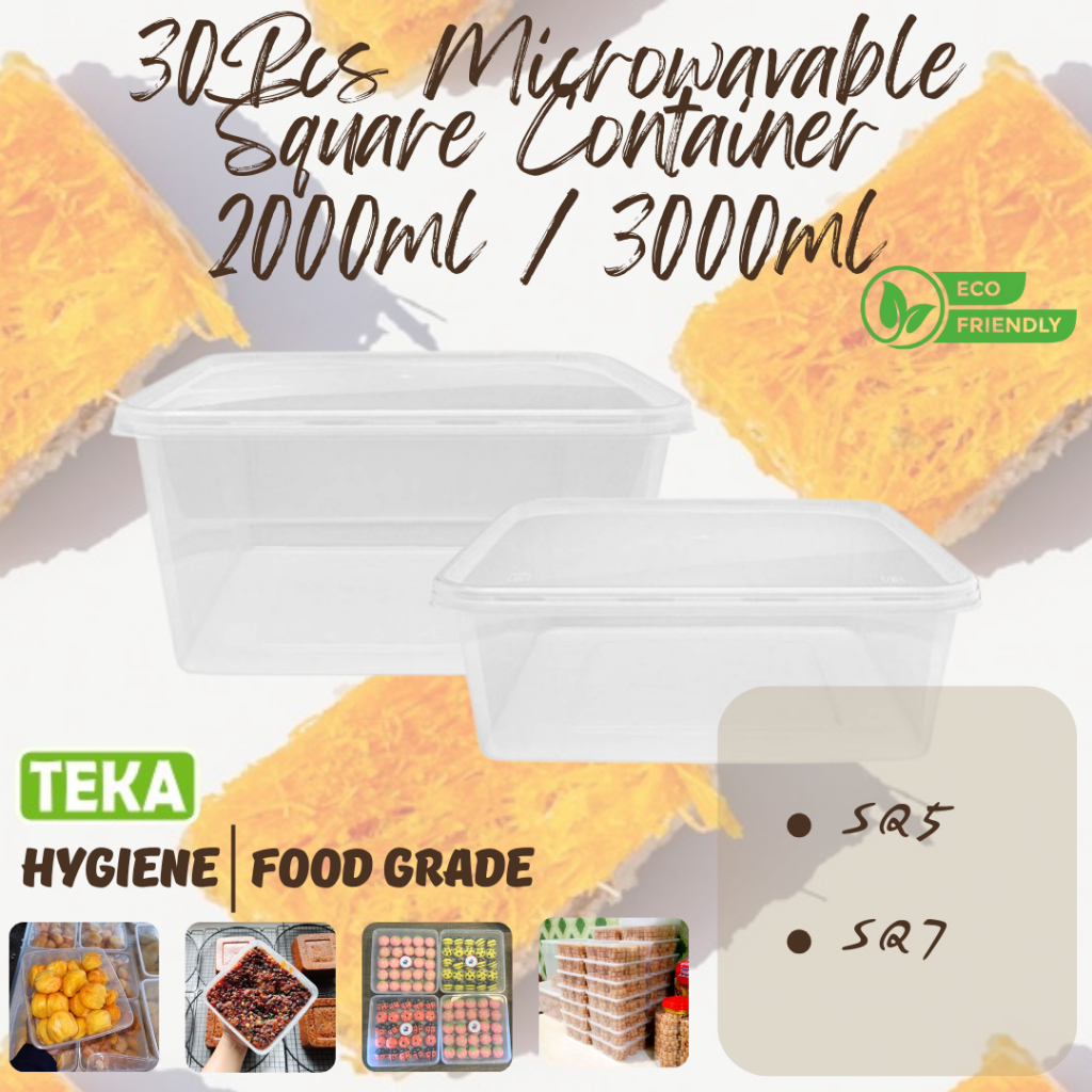 SQ5 / SQ7 30 In 1 2000ml / 3000ml Microwavable Square Container - Teka ...