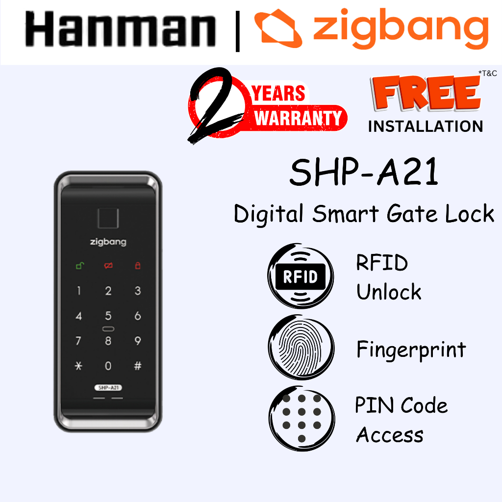 Zigbang SHP-A21 Digital Smart Gate Lock | Shopee Malaysia