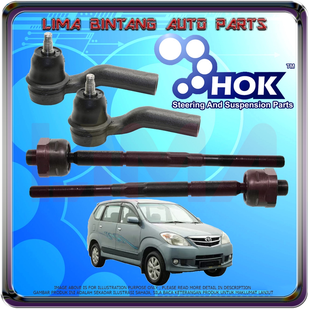 Toyota Avanza F601 F602 Tie Rod End , Rack End Steering Ball Head Set ...