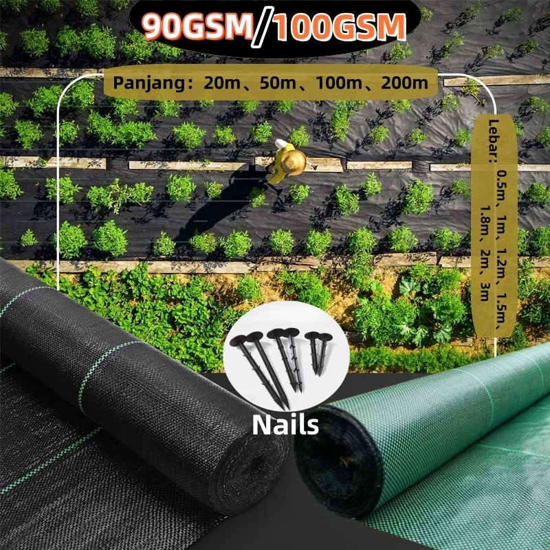 🌱3M 2M 1M 0.5M Lebar Weedmat 90/100GSM Weed Control Mat Penutup Tanah Bumi Pencegah Rumpai ...