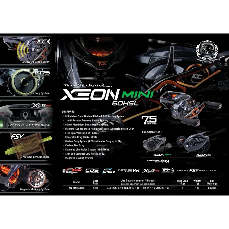 TEAM SEAHAWK XEON MINI 60HSL BIATCASTING FISHING REEL（ Weight Body 135gm ) | Shopee Malaysia