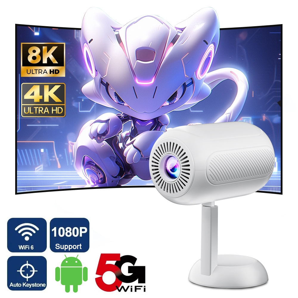 4K Portable Projector Android 11 360° Free Rotation Bluetooth 16.4FT ...