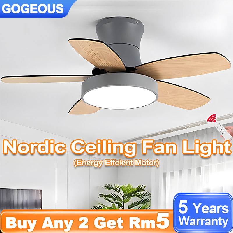 48/42 Inch Nordic Ceiling Fan With Light Strong Wind High Efficiency ...