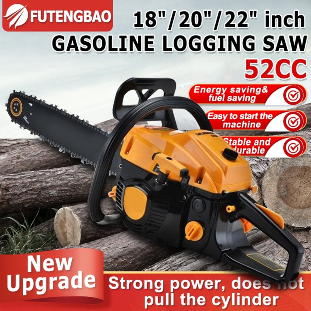 Heavy Duty 18"/20"/22"Inch Chain Saw Chainsaw Machine Gasoline 52cc 2 ...