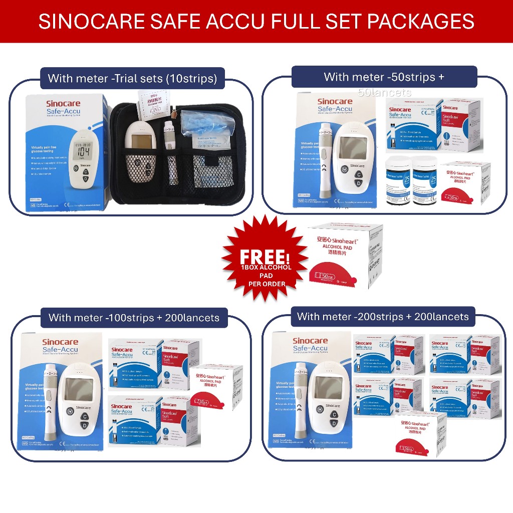 【KKM LULUS】Sinocare Safe Accu Blood Glucose Glucometer BSP Mesin Cek ...