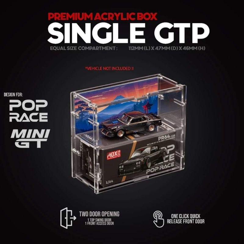 SINGLE GTP MiniGT Acrylic Display Box for 1:64 Die-cast Car Model ...