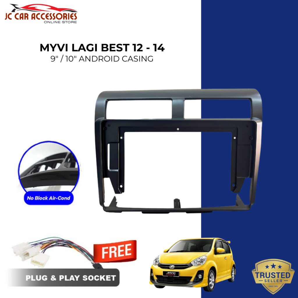 Perodua Myvi Lagi Best 9" / 10" Matt Black Android Player Casing ...