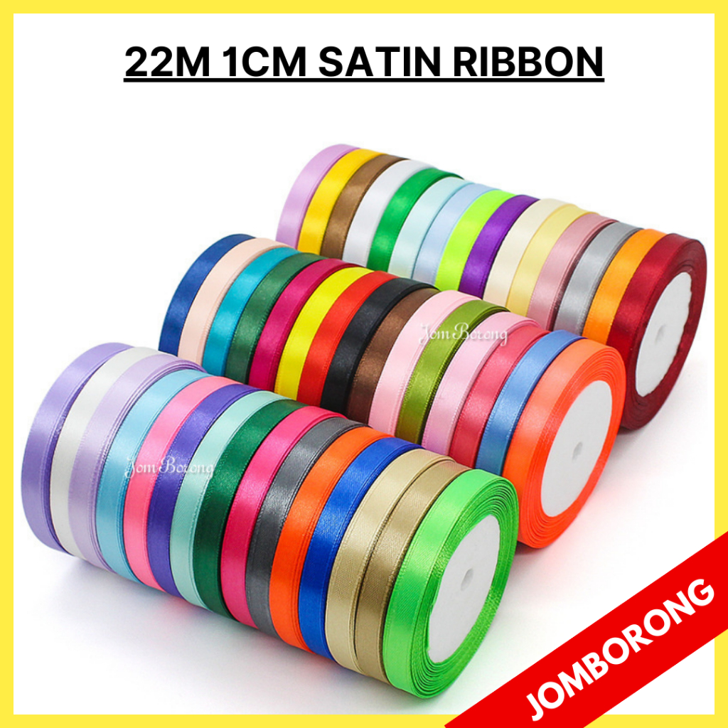 (22M) 1CM SATIN Ribbon Riben Reben Ribben Organza Gift Flower Bouquet ...