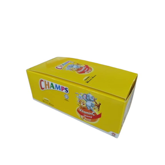 TRAVEL PACK CHAMPS VITAMIN C 100MG (ORANGE FLAVOR) 36 PACKS X 4 TABLETS ...
