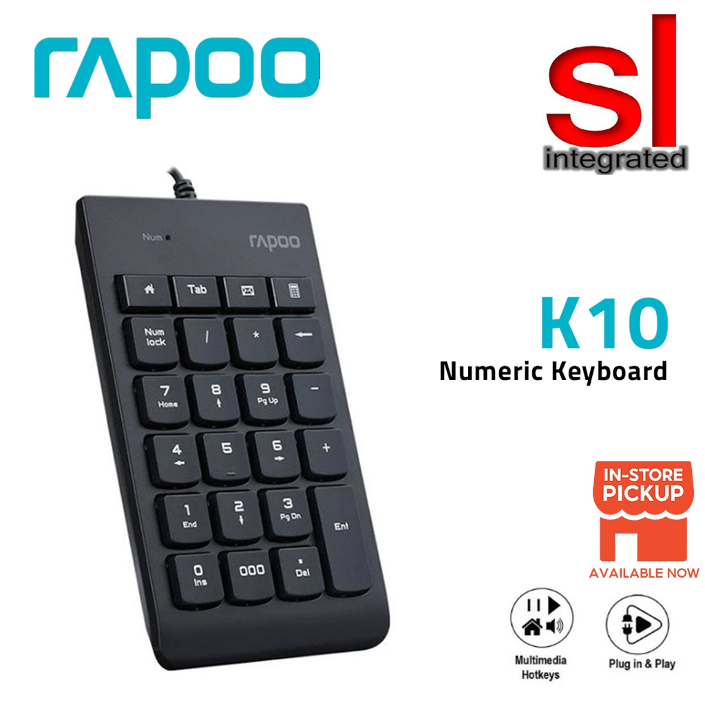 Rapoo K10 Compact Wired Number Keyboard Shopee Malaysia