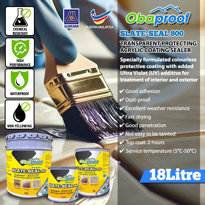 18L OBAPROOF SLATE-SEAL 800 TRANSPARENT PROTECTING ACRYLIC COATING ...