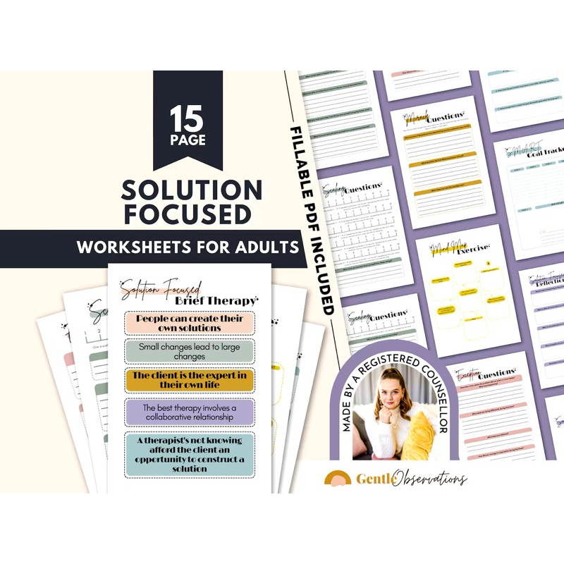 Solution Focused Therapy Fillable Worksheets, SFBT Coping Skills ...