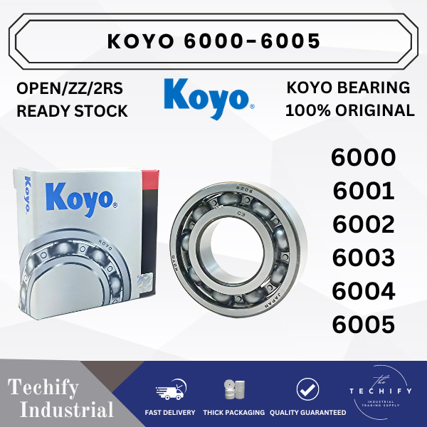 Koyo 6000, 6001, 6002, 6003, 6004, 6005 Open, 2RS, ZZ Deep Groove Ball Bearing Motor Bearing 100 ...
