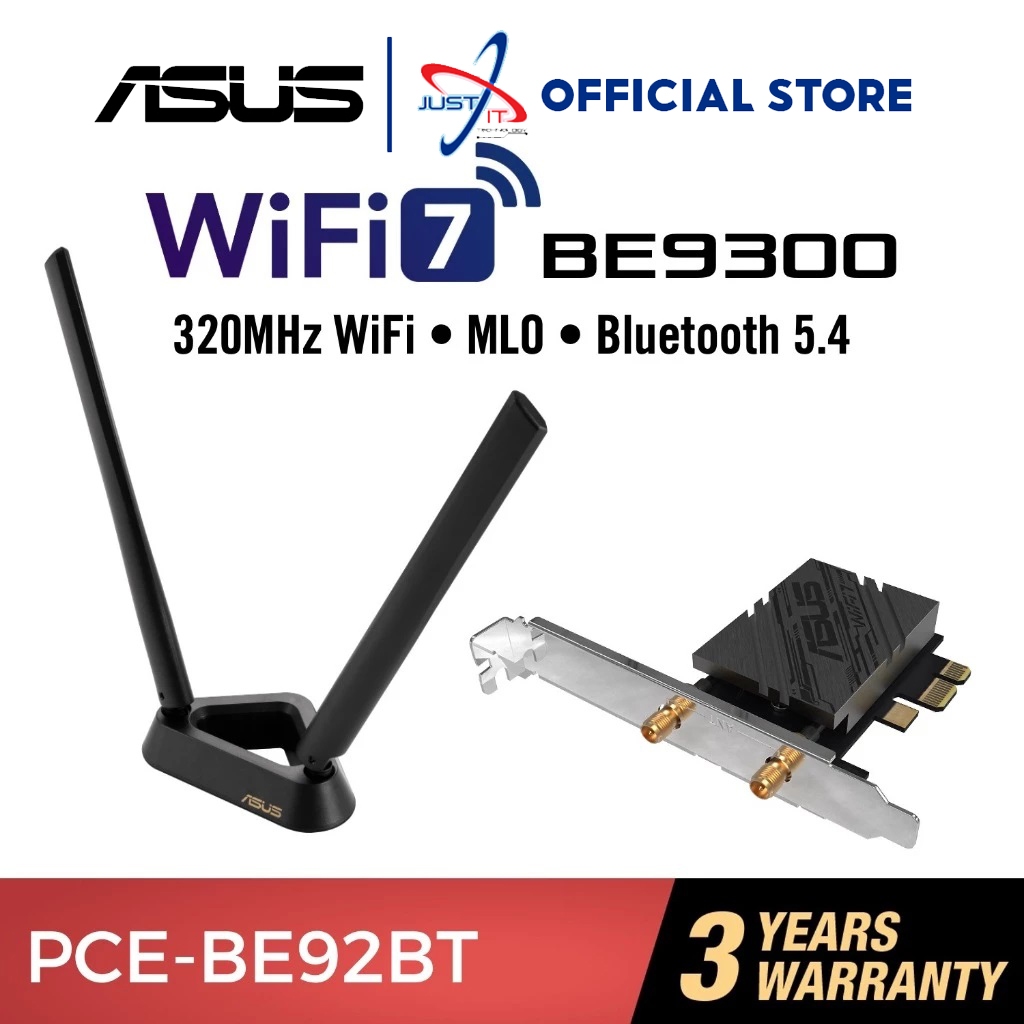 ASUS BE9400 Tri Band Wi-Fi 7 PCIE Adapter With Bluetooth 5.4 PCE-BE92BT | Shopee Malaysia