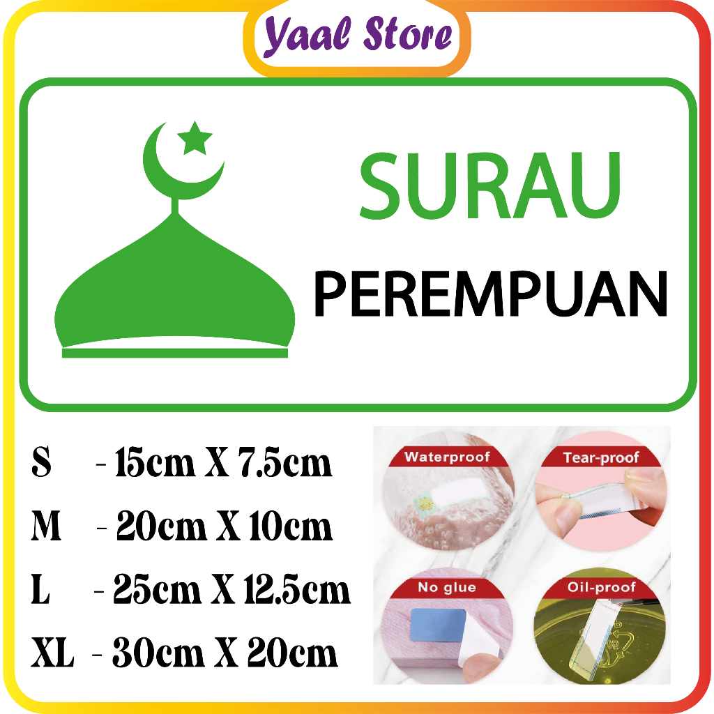 Surau Perempuan / Sign Sticker/PVC Sticker Wall,Window(WATERPROOF ...