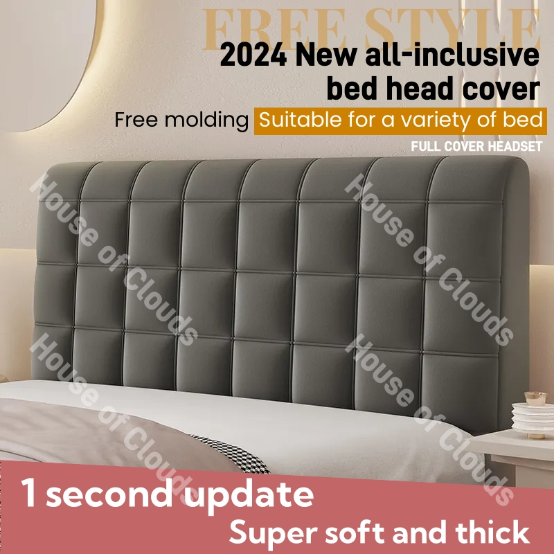 Soft Bed Headboard Cover Thicken Warm Bed Head Cover Elastic Back Anti ...